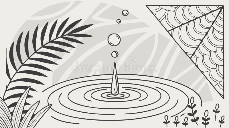 Water Drop Ripple Effect and Leaves, Vector Design Generative AI Stock ...