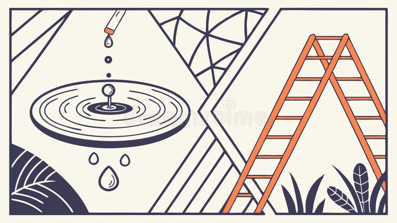 Water Drop Ripple with Geometric Ladder, Vector Design Generative AI ...