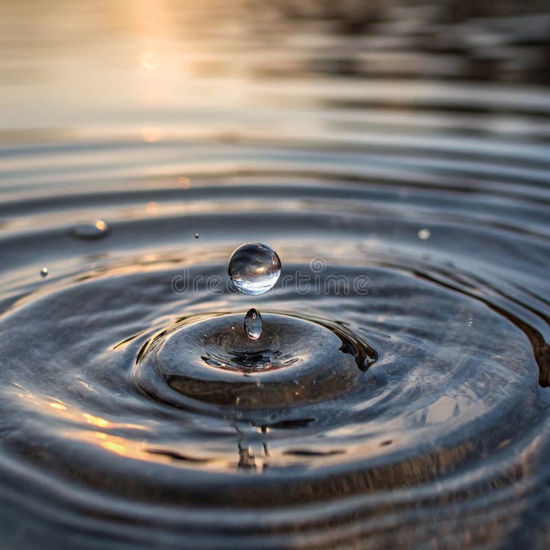 Water Drop on Ripple Surface Stock Illustration - Illustration of drops ...