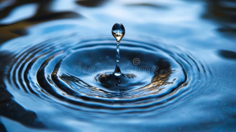 Water Drop Ripples Abstract Blue Background Stock Illustration ...