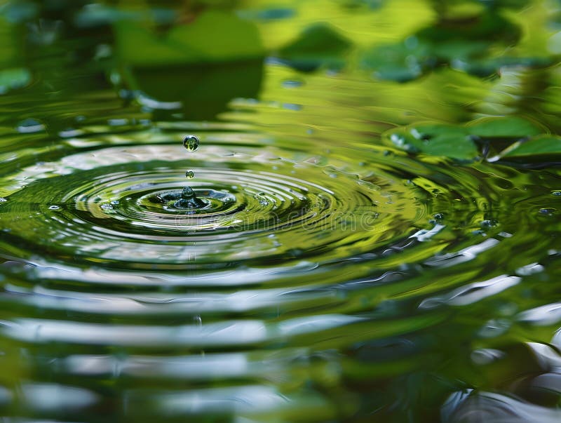 Water Drop Ripples Abstract Green Nature Stock Illustration ...