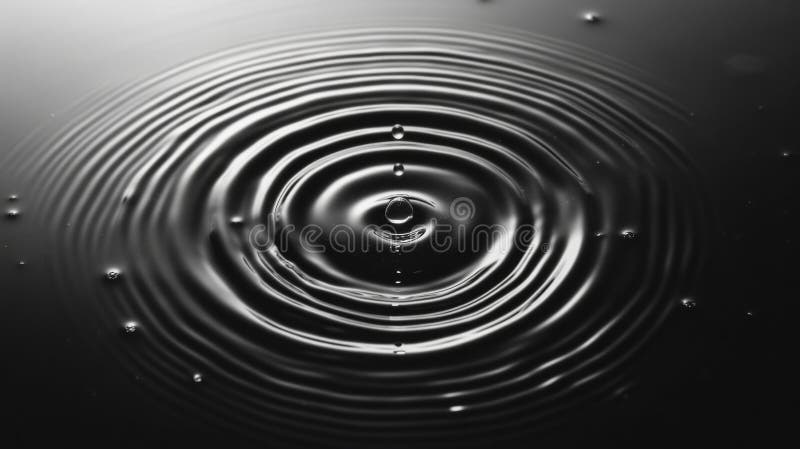 Water Drop Ripples in Black and White Stock Illustration - Illustration ...