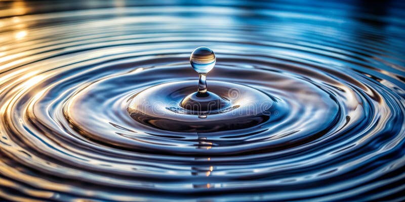 Water Drop Ripples in Blue and Gold, Water Drop, Ripple Effect ...