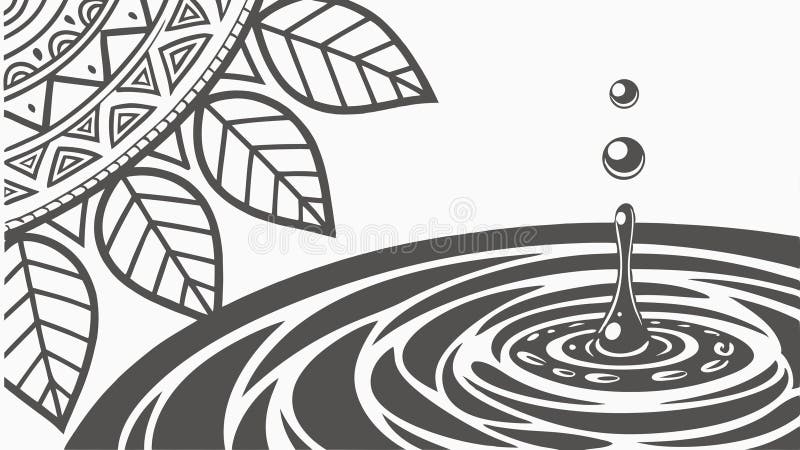 Water Drop Ripples Nature Leaf Branches Illustration, Vector Design ...