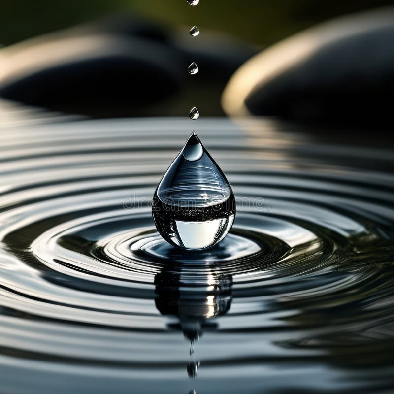 Water Drop with Ripples and Ripples on the Water Surface. Stock ...