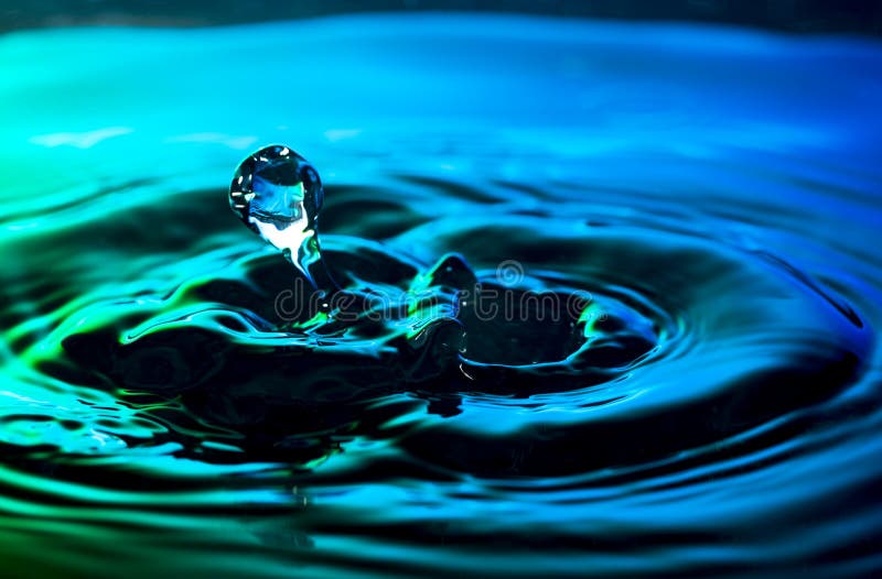 Water Drop and Ripples Shot on Nice Blue Green Turquoise Background ...