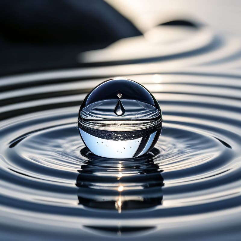 Water Drop with Ripples and Ripples on the Water Surface. Stock ...