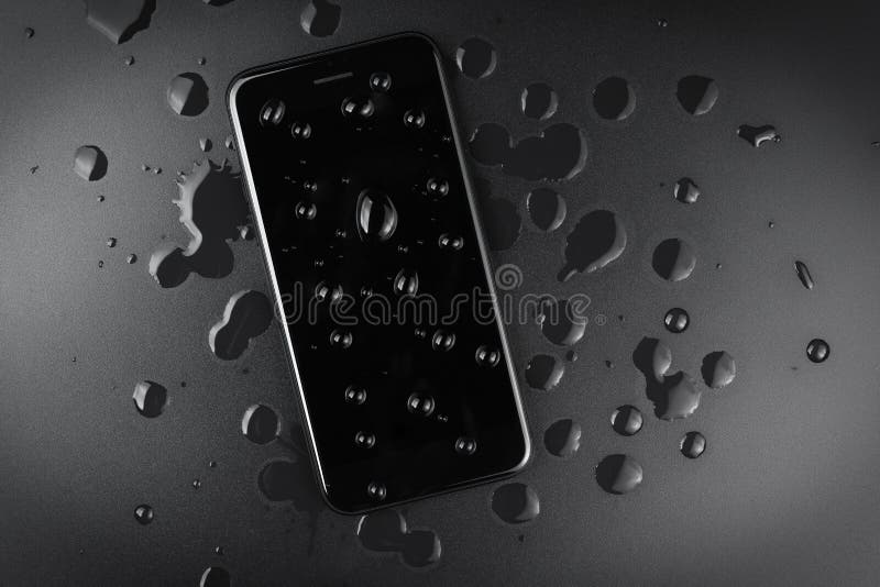Close-up Water Drop on Phone Device Waterproof Concept Stock Photo ...