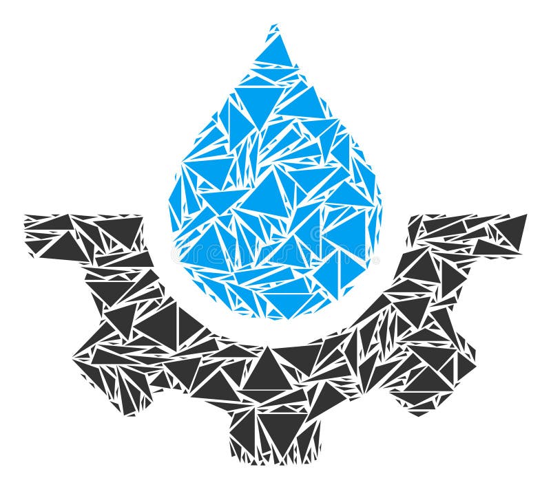 Water Drop Service Cog Collage of Triangles Stock Vector - Illustration ...