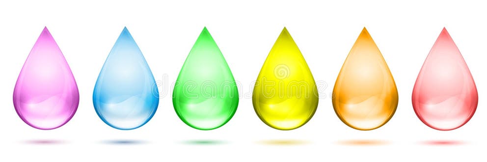 Water Drop Set Isolated, Colored Rain Droplets, Multicolored Separated ...