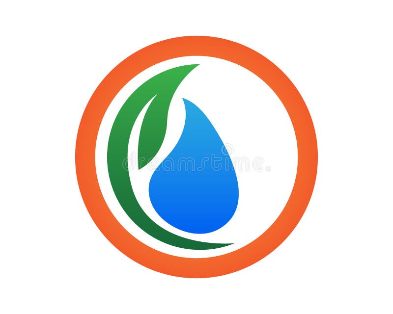 Water Drop Shape with Tree Leaf, Hydroponics Logo Concept, Flat Design ...
