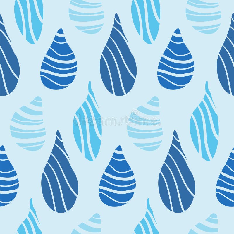 Water Drop Shapes Seamless Pattern. Organic Liquid Elements Endless ...