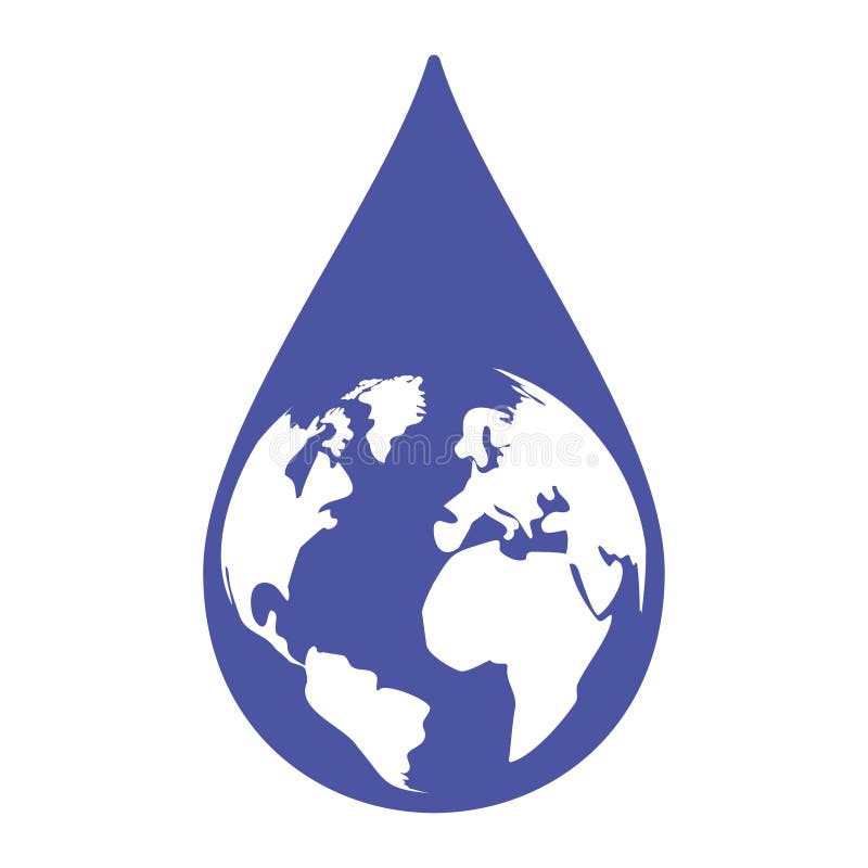 Water Drop Silhouette with Planet Earth Vector Stock Vector ...