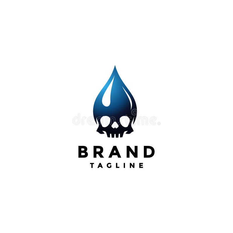 Water Drop with Skull Symbol Underneath Logo Design Stock Vector ...