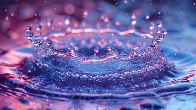 Water Drop Splash with Colorful Lights Generative Ai Stock Illustration ...