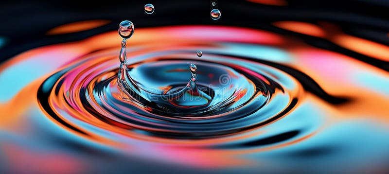 Water Drop Splash with Colorful Ripples, Water Drop, Colorful, Splash ...