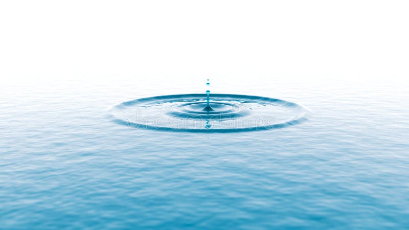 Water Drop Splash Effect in a Wavy Water 3D Rendering Stock ...