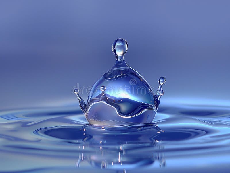 Water Drop Splash in a Glass Blue Colored Stock Photo - Image of ...
