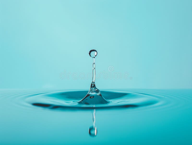 Water Drop Splash in a Glass Blue Colored Stock Illustration ...