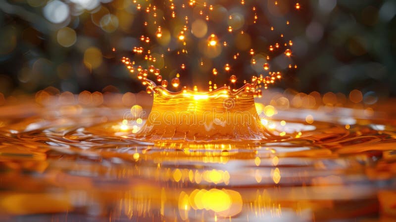Circular Water Splash Golden Light Dark Background Stock Photos - Free ...