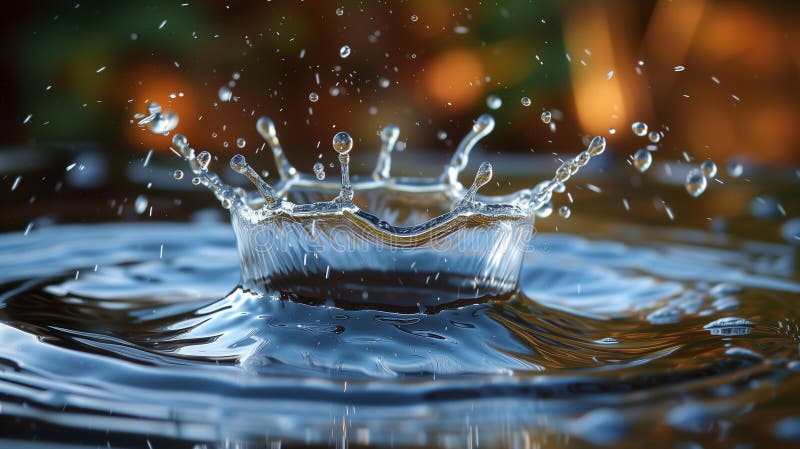 A Water Drop Splashes into a Pool, Creating Ripples in the Liquid Body ...