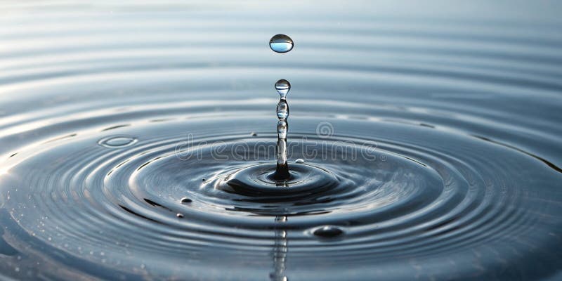 Water Drop Falling into Water Making a Perfect Concentric Circles Stock ...
