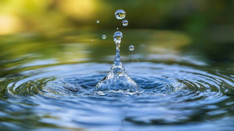 Water Drop Splashing in Blue Green Water Stock Illustration ...