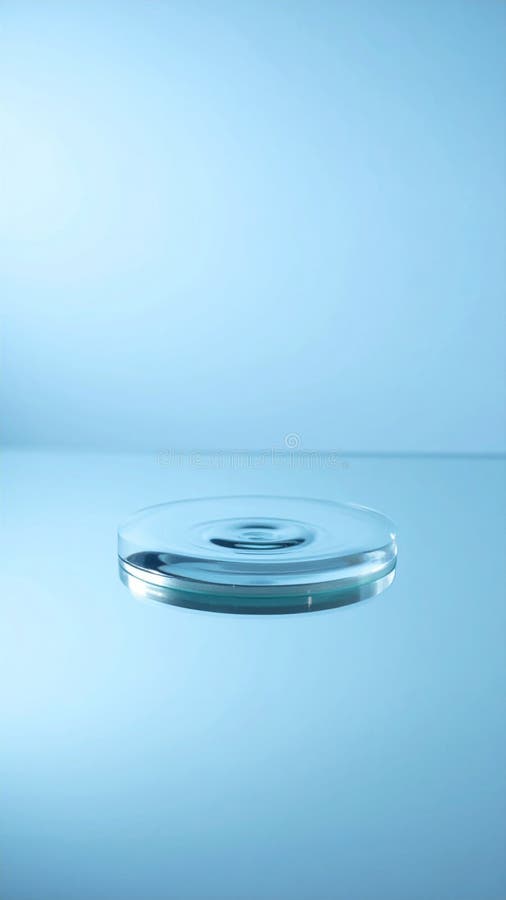 Water Drop Splashing on a Blue Reflective Surface Stock Illustration ...
