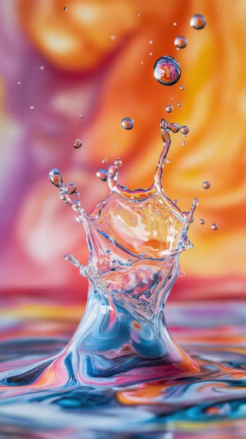 Water Drop Splashing on Colorful Paint Stock Illustration ...