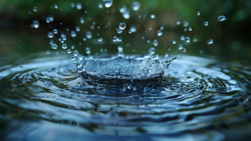 Water Drop Splashing in a Pond Creating Ripples Stock Photo - Image of ...