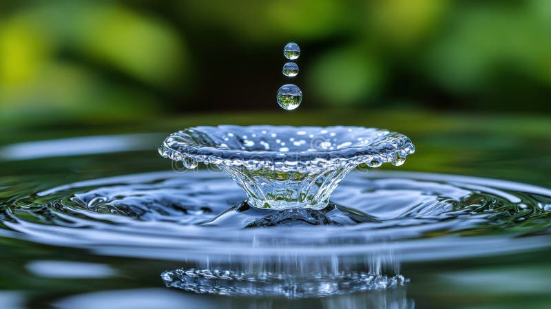 Water Drop Splashing into Still Water Creating Concentric Ripples ...