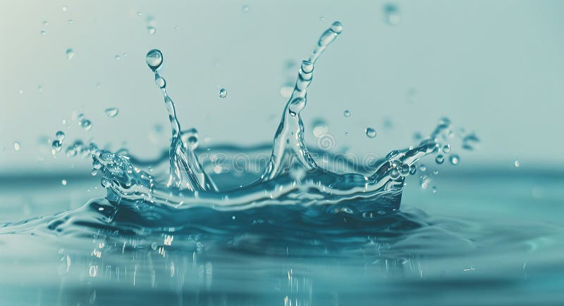 Water Drop Splashing into Water with Surrounding Ripples and Splash ...