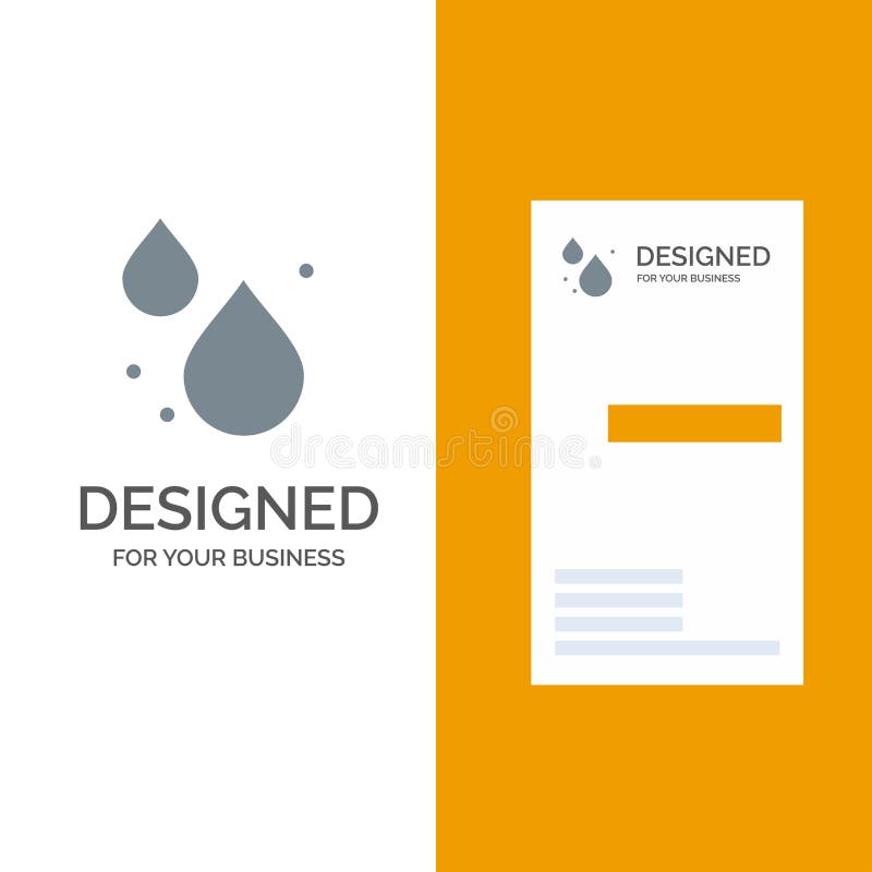 Water, Drop, Spring Grey Logo Design and Business Card Template Stock ...