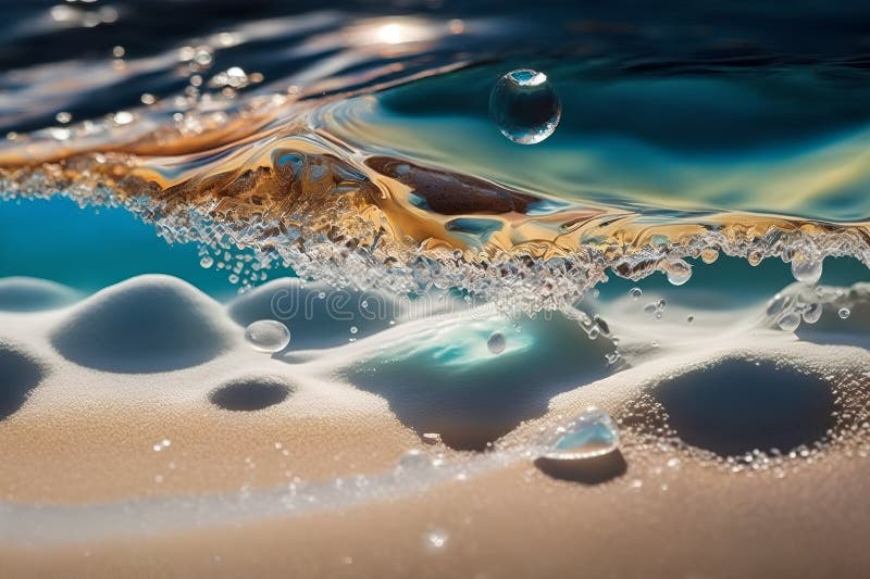 Water Drop on the Surface of the Sea with Waves and Splashes Stock ...