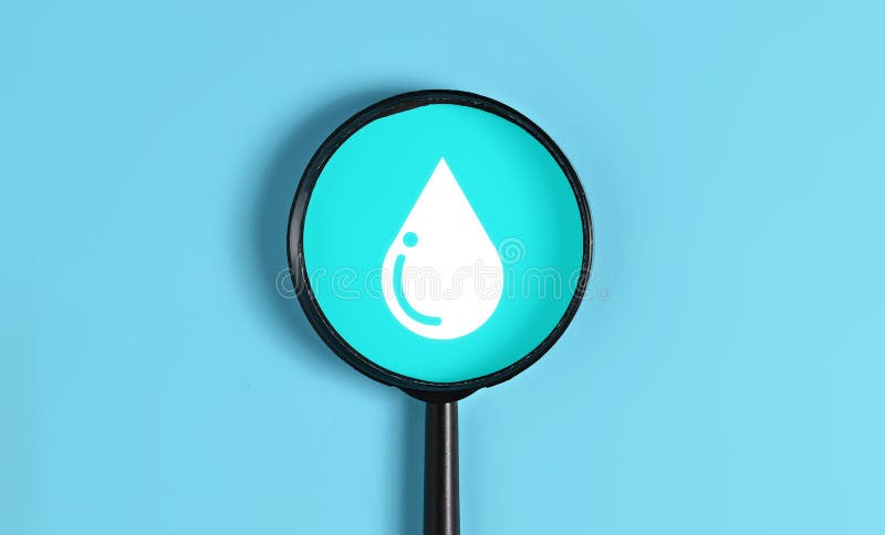 Water Drop Symbol on Magnifying Glass Stock Image - Image of care, save ...