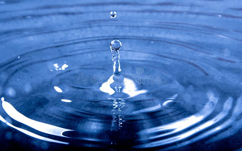 Water Drop On To Calm Water Causing Wave Effect Stock Photo - Image of ...