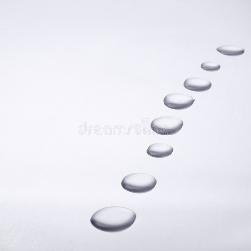 Water Drop Trail. Trail of Water Droplets on Clear Surface. Stock Image ...