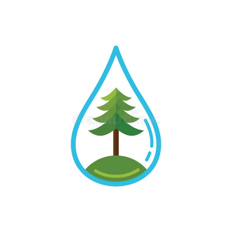 Water Drop with Tree. Vector Illustration Decorative Design Stock ...
