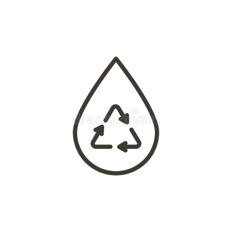 Water Drop with Triangle with Arrows Recycle Symbol. Vector Thin Line ...