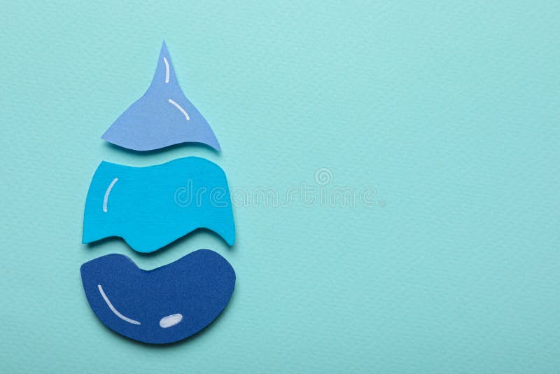 Water Drop on Turquoise Background, Top View. Space for Text Stock ...
