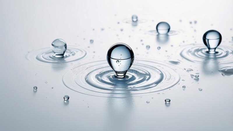 Water Drop on Water Surface with Ripples 3D Illustration Stock ...