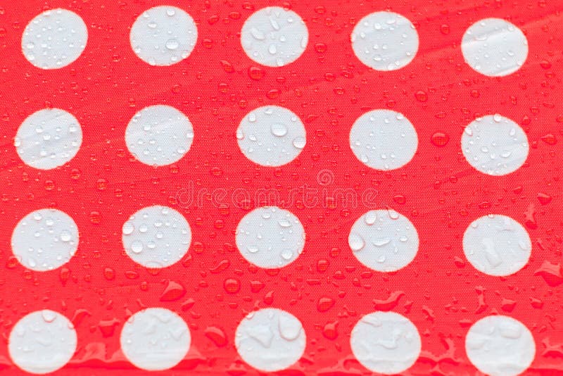 Water Drop on a Waterproof Fabric Point Red and White Beautiful ...