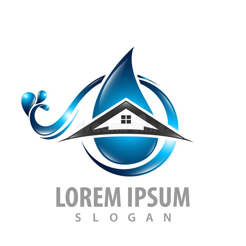 Water Drop Wave with Home Building Logo Concept Design. Symbol Graphic ...
