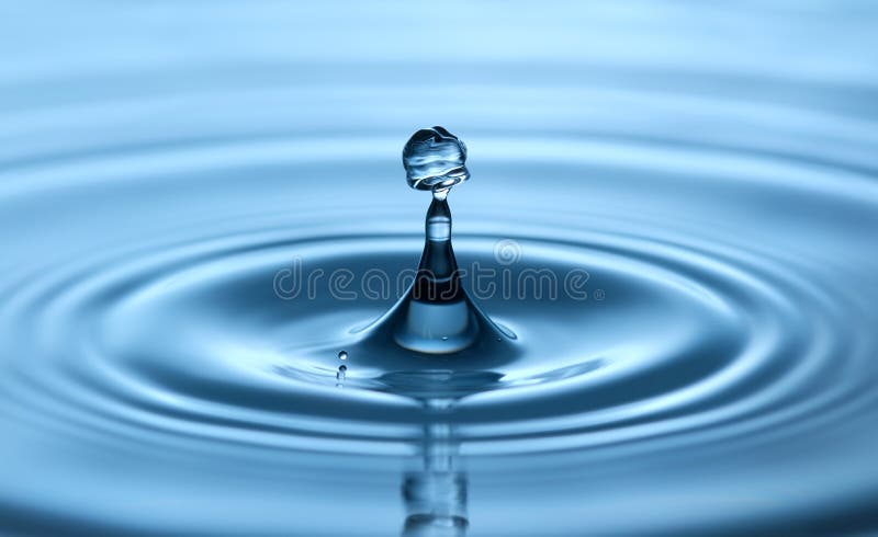 Water Drop with Wavy Shape in the Detail and Ripples Stock Image ...
