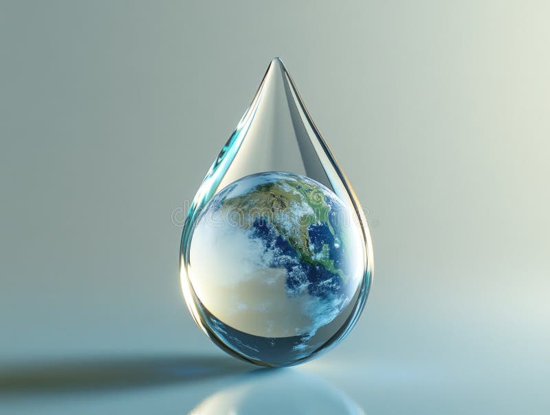 Water Droplet As Globe - Planet Earth Stock Photo - Image of liquid ...