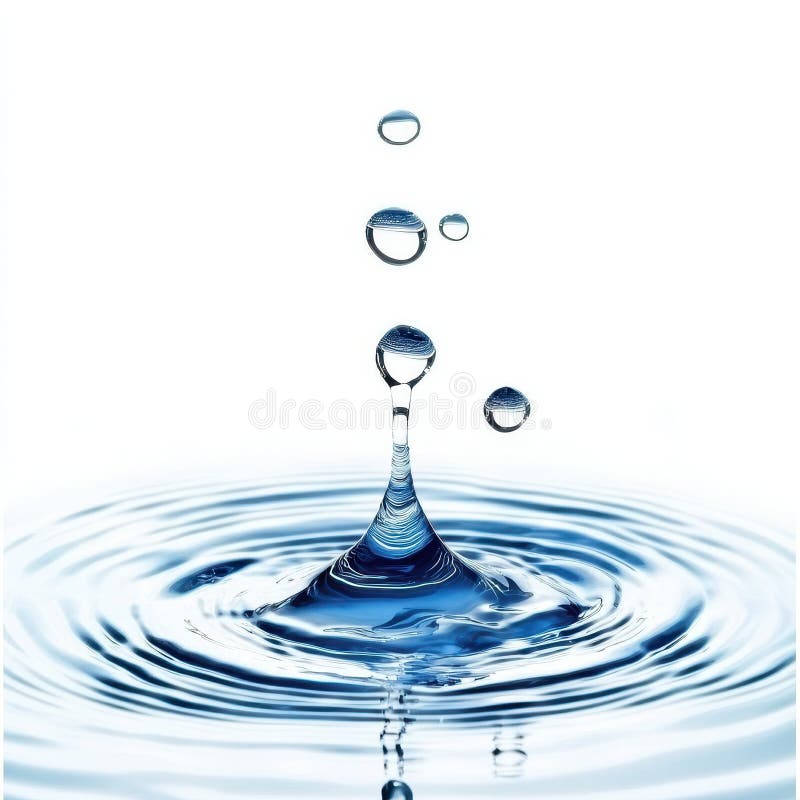 Water Droplet Collision Creating Splash Isolated on White Background ...