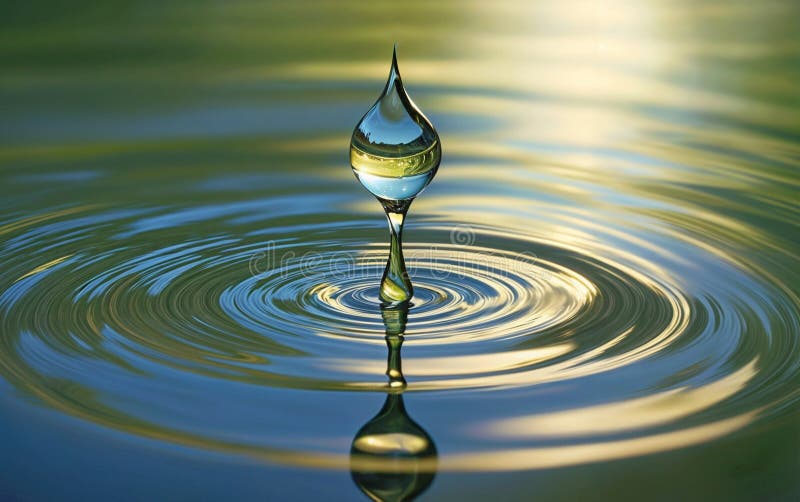 A Water Droplet Creates Ripples Stock Illustration - Illustration of ...