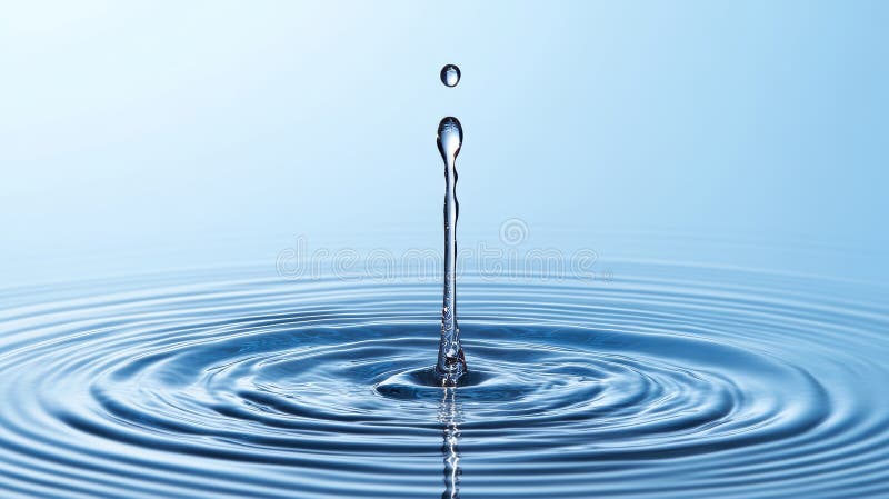 Water Droplet Creating Circular Ripples, Blue Water Droplet Splash ...