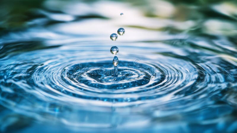 Water Droplet Creating Ripples in a Blue Liquid Stock Illustration ...
