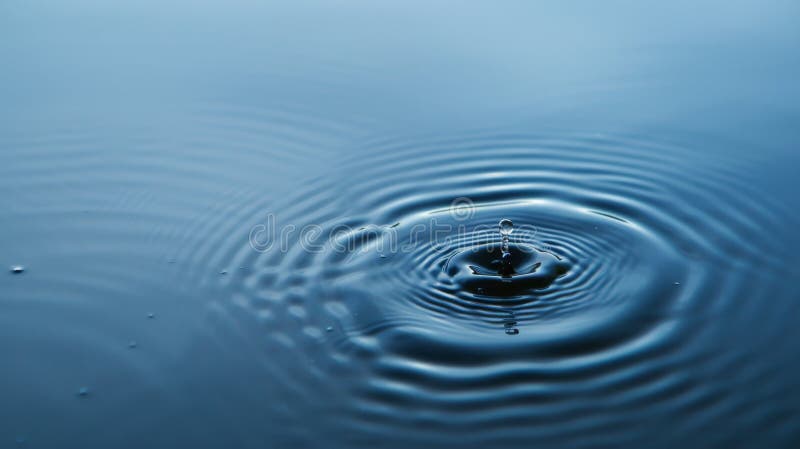 Water Droplet Creating Ripples in Calm Blue Water Stock Image - Image ...